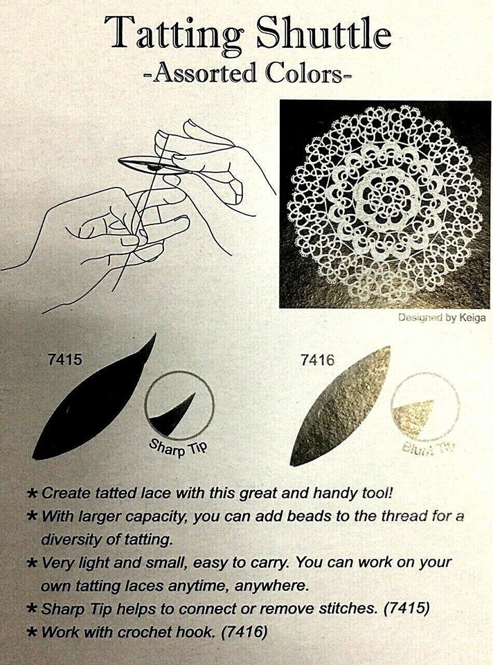 Plastic Tatting Shuttle Set of 5 with Sharp Tip "Assorted Colours ...