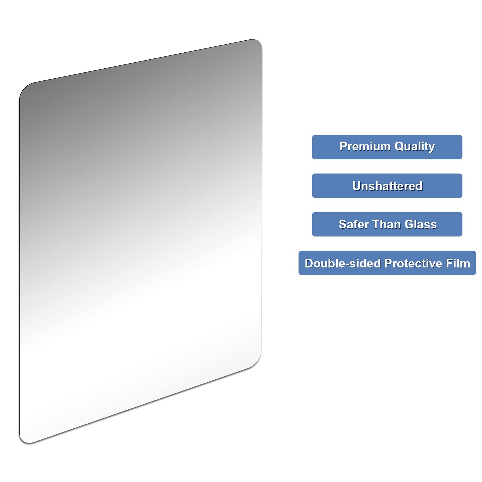 Shatter Proof Plastic Mirrors 4 x 6 Inch Mirror Tiles with Soft Round ...