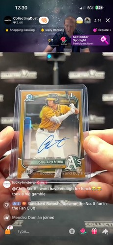 2025 Bowman Chrome Shotaro Morii 1st Bowman Auto /50 GOLD COLOR MATCH ...