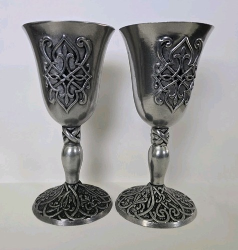 Set Of 2 Carson Pewter 7" Goblet Chalice Cup Forevermore Gothic Vintage ...