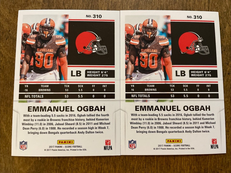 (2) Emmanuel Ogbah 2017 Score Red & Scorecard Lot Combined Shipping | eBay