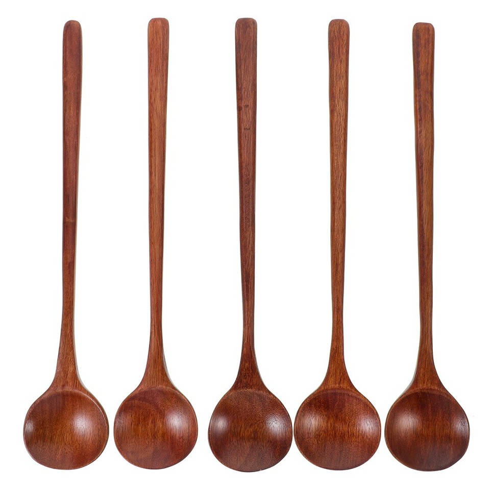 1 Pc Wooden Spoons Natural Long Handle Stirring Spoons Pure Color ...