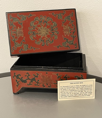 Chinese Reproduction Etched Red Lacquer Dowry Box | eBay