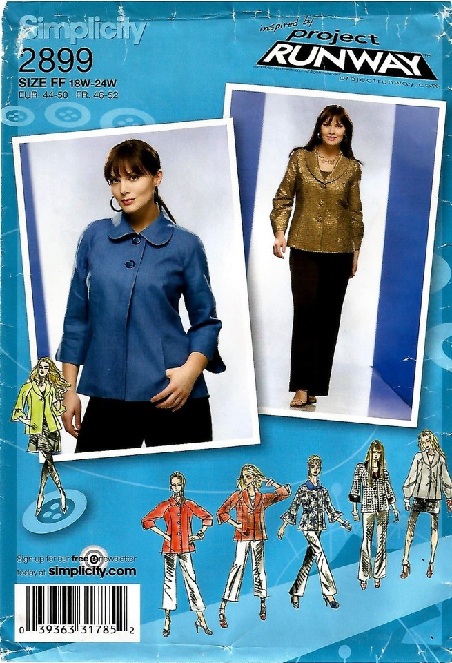 Simplicity Project Runway Sewing Pattern Misses/Juniors/Womens Sizes U ...