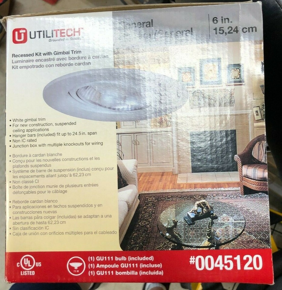 Utilitech 6" LED Recessed Kit Gimbal Trim GU111 Bulb White New ...