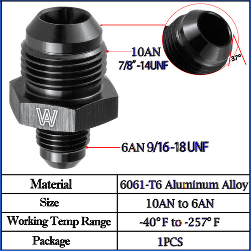 Adapter -10AN To -6AN Male Thread Flare Reducer Swivel Coupler Union 10 ...