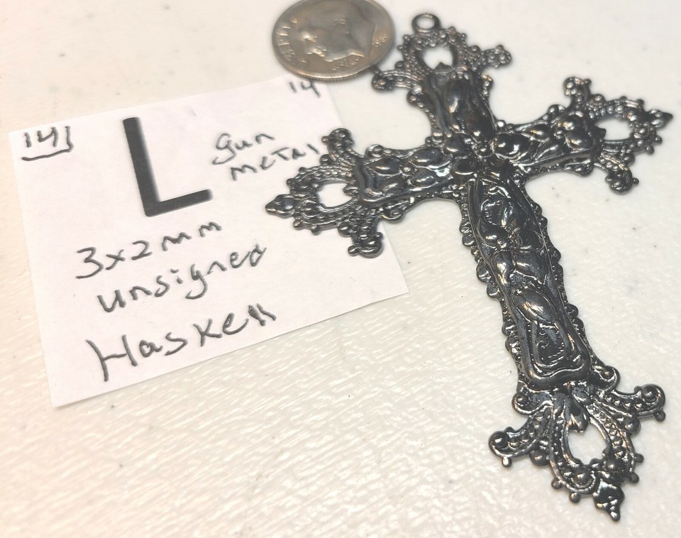 Vtg Mostly Miriam Haskell Cross Necklace Pendant Filigree Jewelry ...