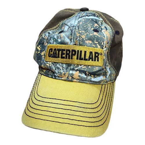 CAT Caterpillar Yellow Brown Camo Strapback Hat Cap Dad Gift Farm | eBay