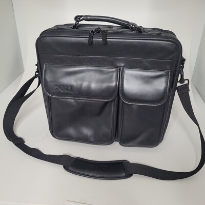 DELL Genuine Black Leather Laptop Portfolio Bag Briefcase Fits 14 ...