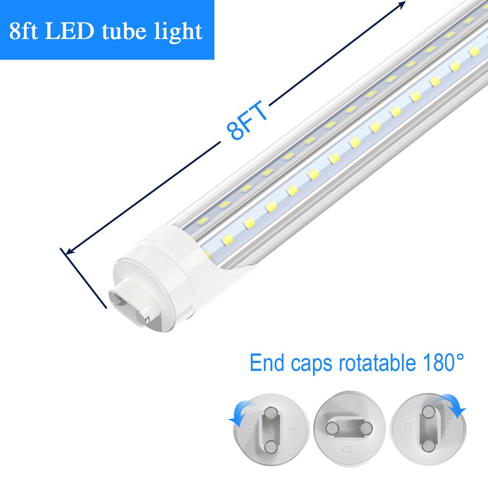 T8 8FT LED Tube Light Bulbs 72W Garage Farm LED Shop Lights 6000K R17D ...
