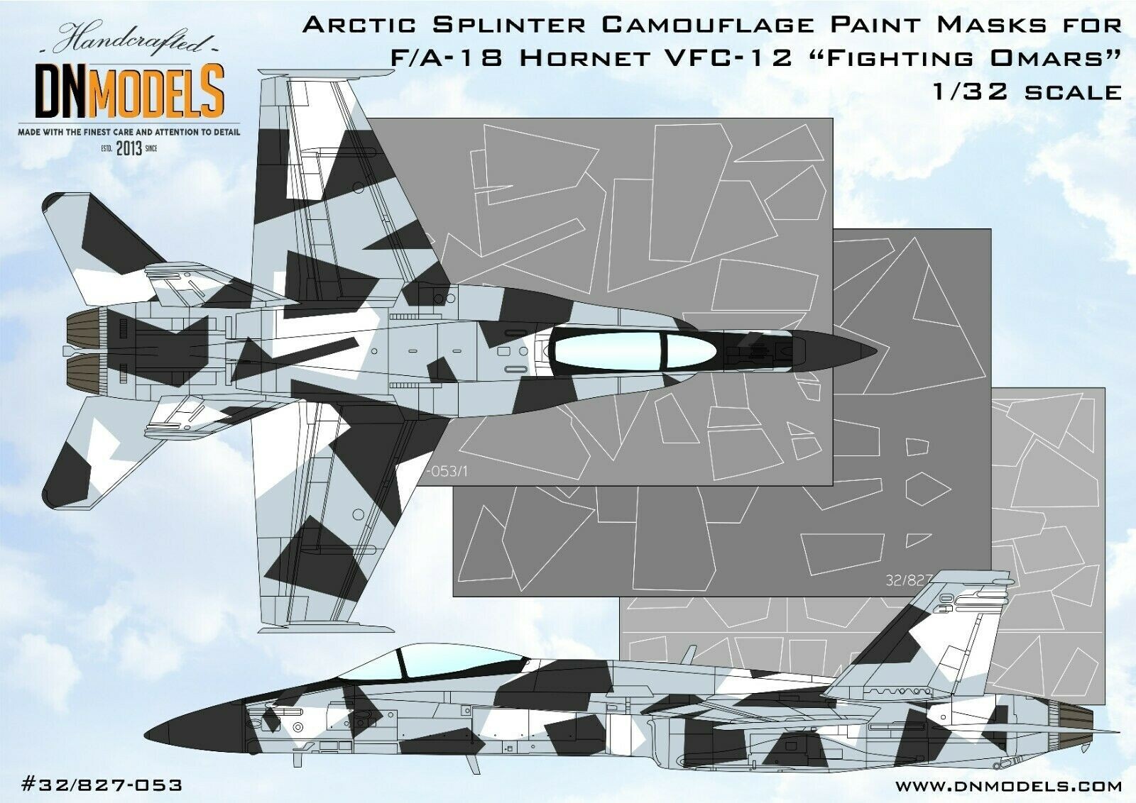 Arctic Splinter Camo Paint Masks for F/A-18 Hornet Aggressor 1/32 DN ...