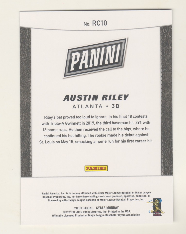 2019 Panini CYBER MONDAY HOLO FOIL RC10 AUSTIN RILEY RC Rookie 148/199 ...