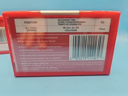 2 New Sealed Blank Audio Cassettes Sony & Maxwell 90 Each Normal Bias ...