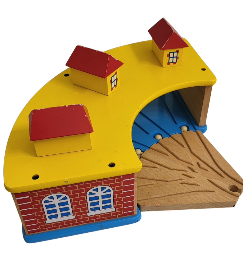 Wooden Train Roundhouse Engine Shed 5-Bay Compatible w/ Brio Thomas ...