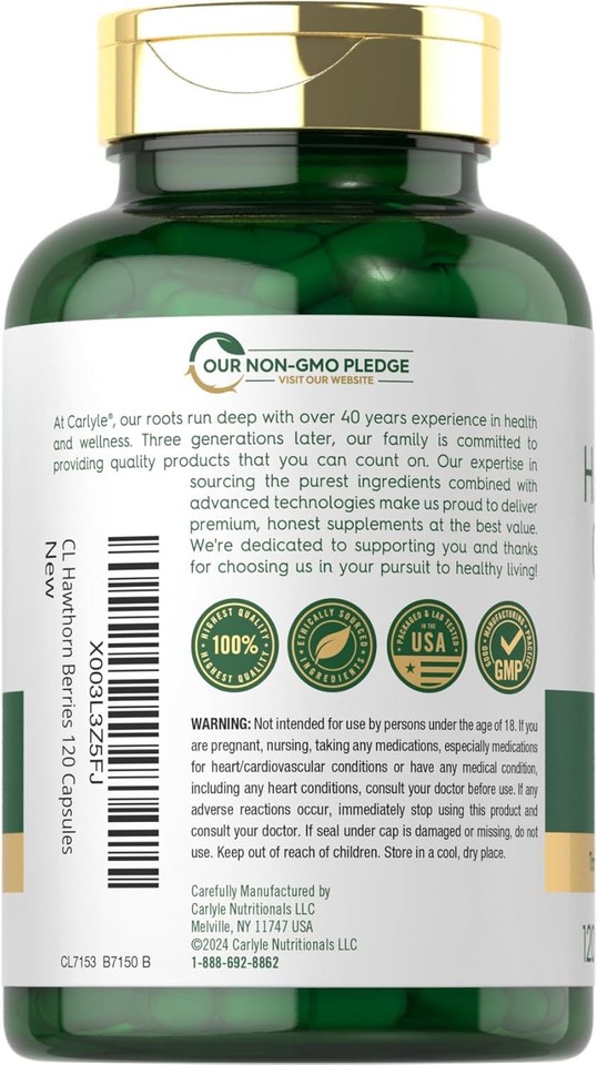 Hawthorn Berry Complex | 2500mg | 120 Capsules | Non-GMO | by Carlyle ...