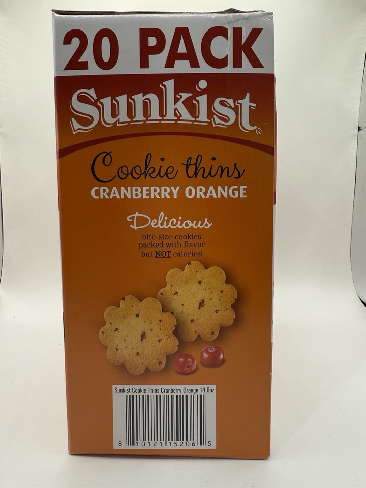 New Limited SUNKIST Cookie Thins Cranberry Orange 100 Cal 20-0.74oz ...