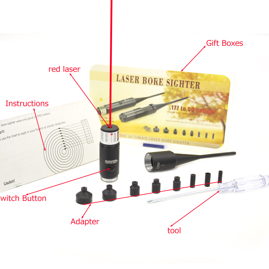 Tactical Red Laser Bore Sight for .177 to .50 Caliber Bore Sighter Red ...