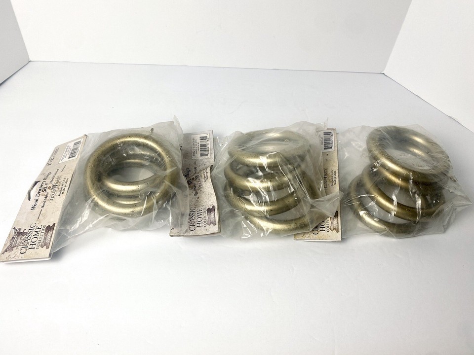 Classic Home Collection Drapery Curtain Rings Set 12 Wood 2" - 2.25 ...