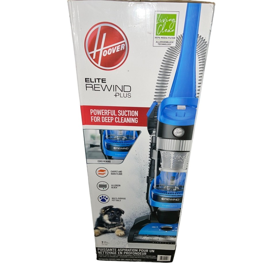 Hoover Elite Rewind Plus Upright Vacuum Cleaner Bagless Carpet New Best ...