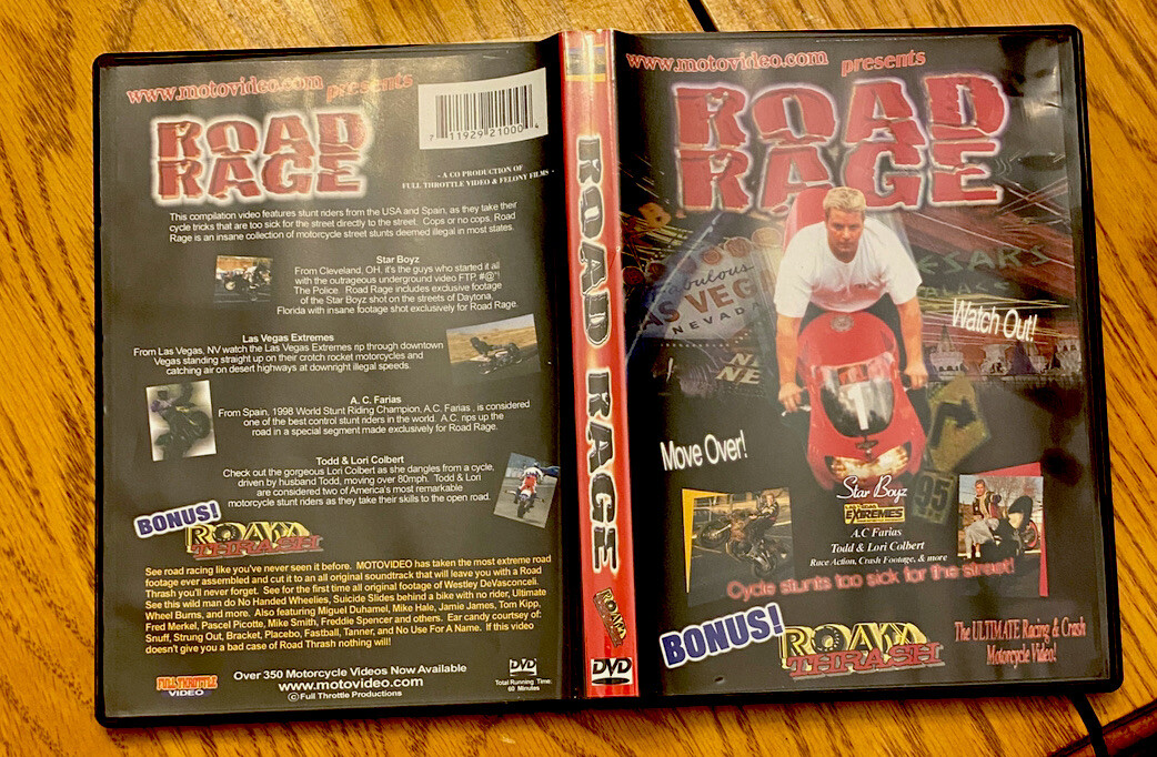 ROAD RAGE DVD Motorcycle Stunts, Star Boyz, A.C Farias, Todd & Lori ...