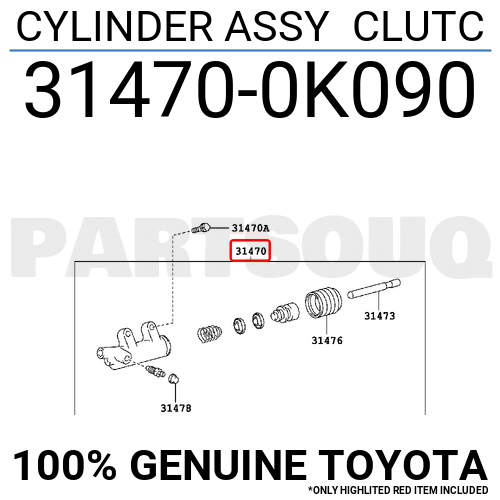 314700K090 Genuine Toyota CYLINDER ASSY CLUTC 31470-0K090 | eBay