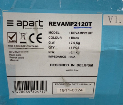 Apart REVAMP2120T / 2-Channel Class D Power Amplifier, 120W | eBay