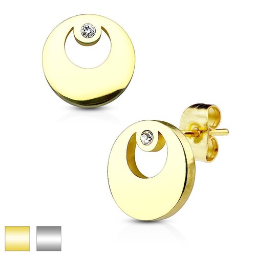 MJ-SE2508 Round with Crystal 316L Stainless Steel Earring Studs Pair | eBay