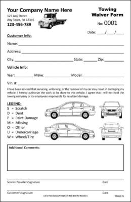 Custom Towing Waiver Form / 2 Part or 3 Part / 5.5 x 8.5 / TMG176 | eBay