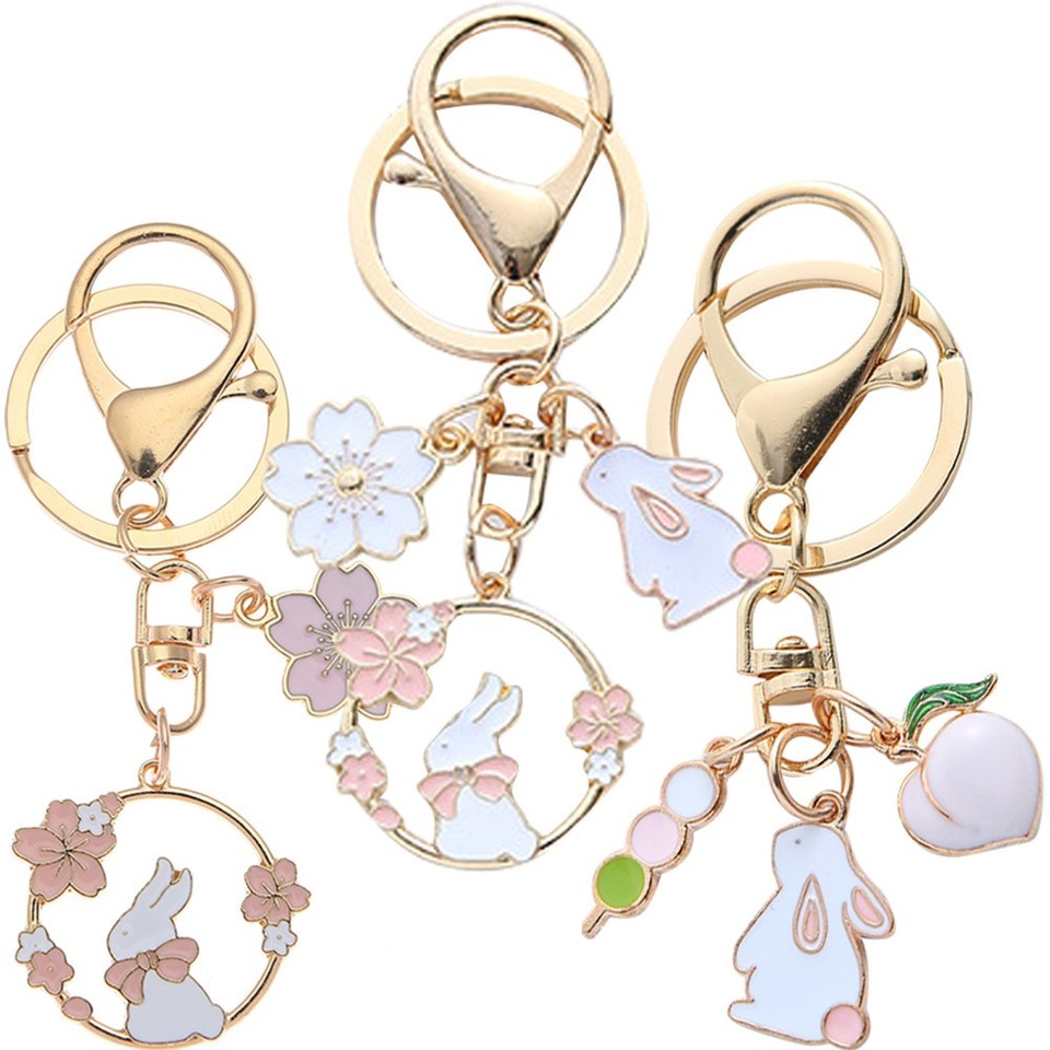 3 Pcs Lovely Rabbit Keychain Rabbits Car Pendant Charm Bunny Charms ...