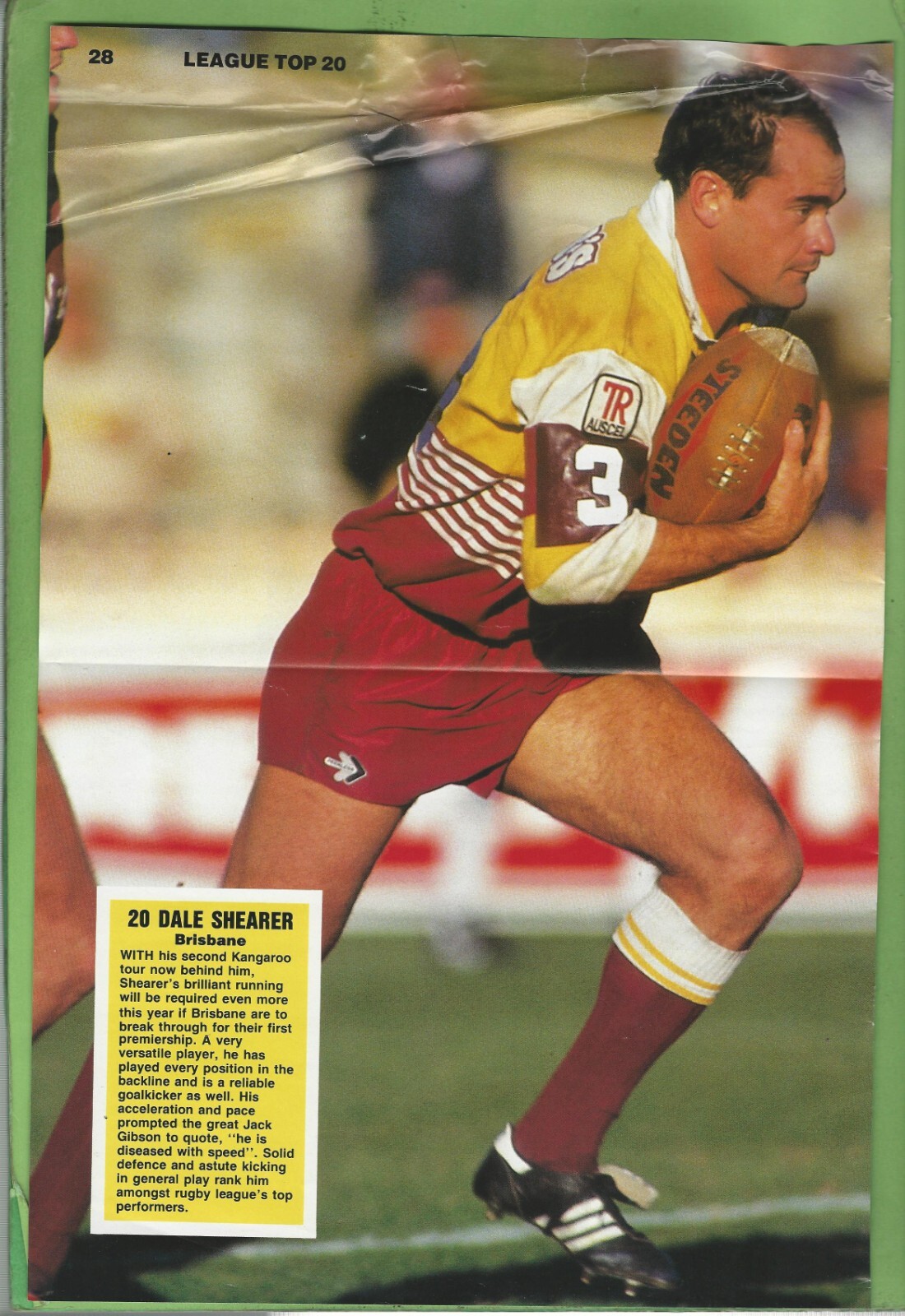 #VV. 1991 RUGBY LEAGUE PINUP - CLIFF LYONS, MANLY & DALE SHEARER ...