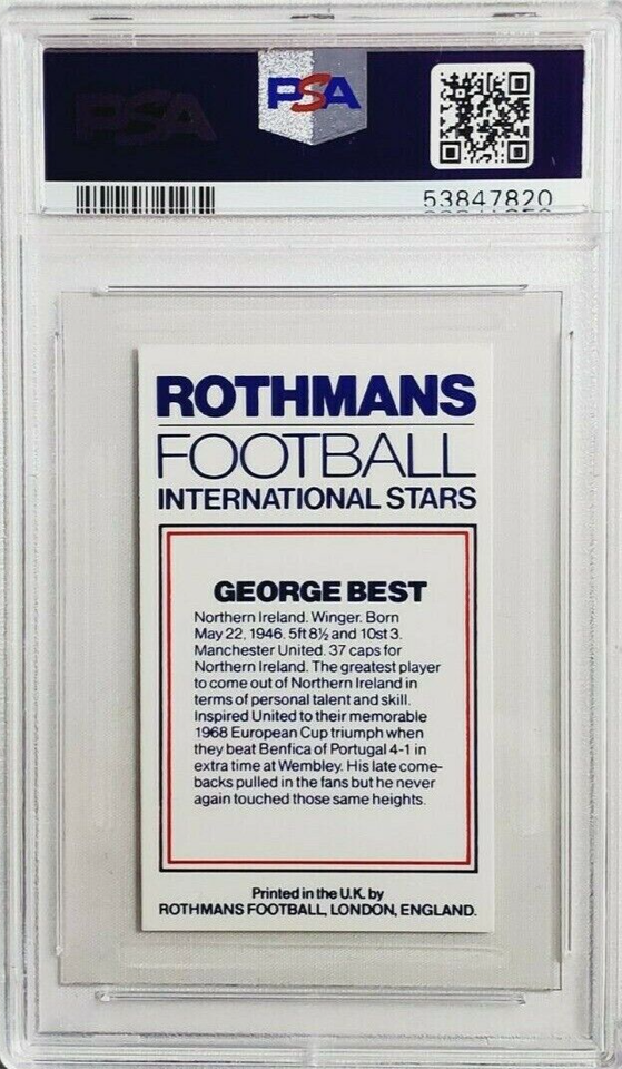 1984 Rothmans International Stars George Best Soccer Card PSA 10 Gem ...