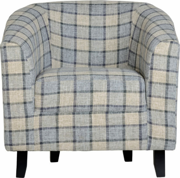 Grey Check Fabric Tub Chair W73.5cm x D73cm x H78cm HARRY 5602597981868 ...