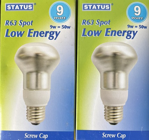 2 PACK OF STATUS R63 SPOT LOW ENERGY BULBS 9W = 50W SCREW CAP NON ...