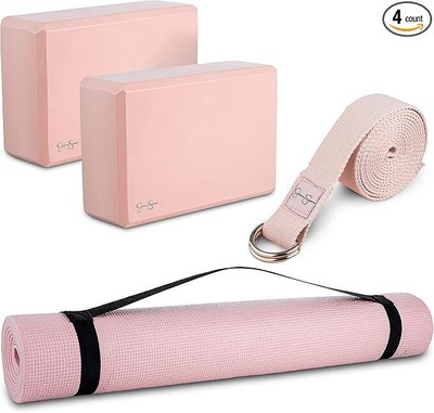Jessica Simpson 4 Piece Yoga Kit - Yoga Starter Set With Yoga Mat, 2 ...