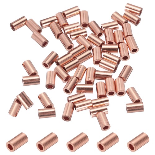 50pcs 3/64"/ 1.2mm Wire Rope Stop Sleeve Copper Crimping Loop Sleeve ...