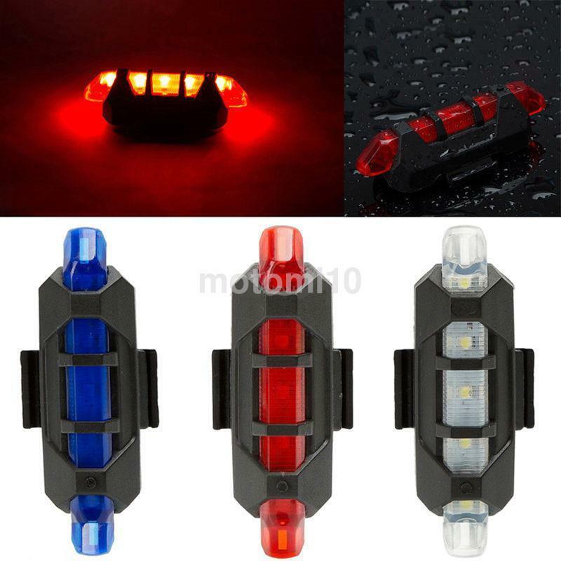 Rechargeable USB LED Bike Bicycle Tail Red Light Cycling Back Multi LED ...