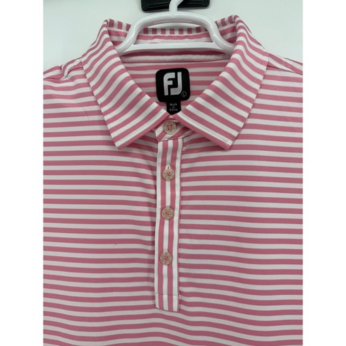 FootJoy FJ Pink White Striped Golf Polo Shirt Men's L Brunswick Country ...