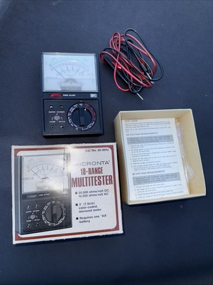 Vintage Micronta 18-Range Multitester Cat No.22-201U w/Manual, Cables ...