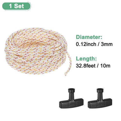Recoil Starter Rope Pull Cord with Handles 3mm 10m [White Red Yellow ...