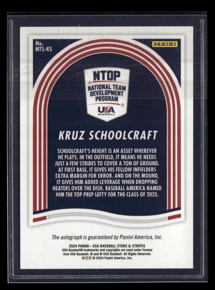 2024 Panini Stars & Stripes USA Baseball #NTS-KS Kruz Schoolcraft ...