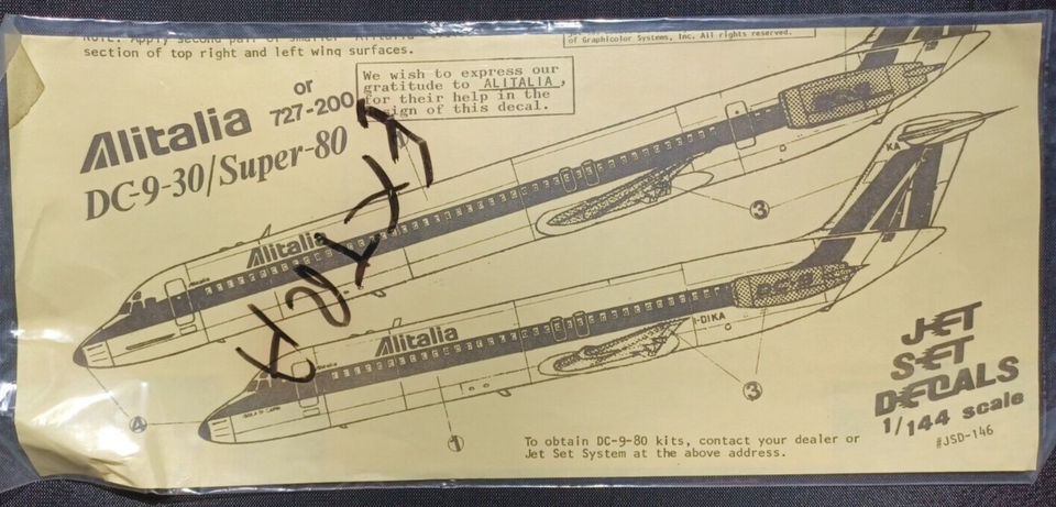 Jet Set 1 | No. JSD-146 | 1:144 DC-9-30/Super-80 Alitalia Decals | eBay