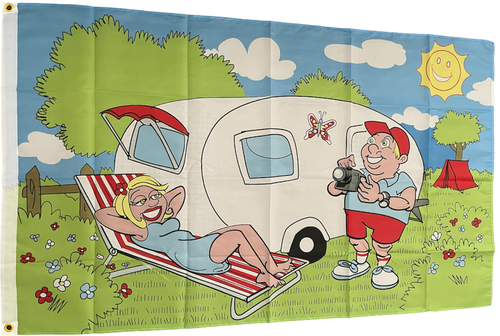 Camping Caravan Flag Large Happy Campers Caravanning Flag 150 x 90cm ...