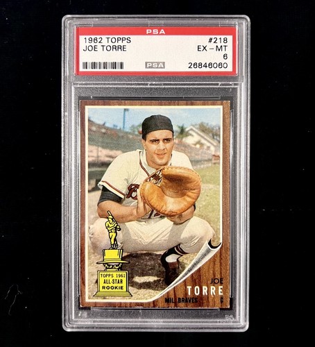 Joe Torre 1962 Topps Rookie Baseball Card #218. PSA 6. Excellent-Mint ...
