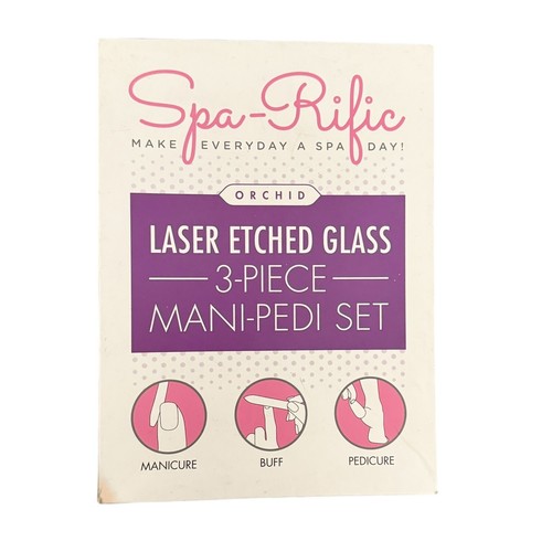Spa-Rific Orchid Laser Etched Glass 3 pc Mani-Pedi Set Manicure Files ...