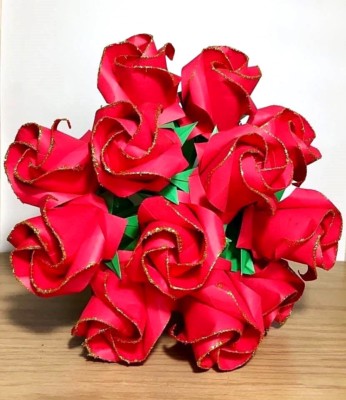 Dozen Origami Paper Rose flower bouquet Valentine Gift wedding ...