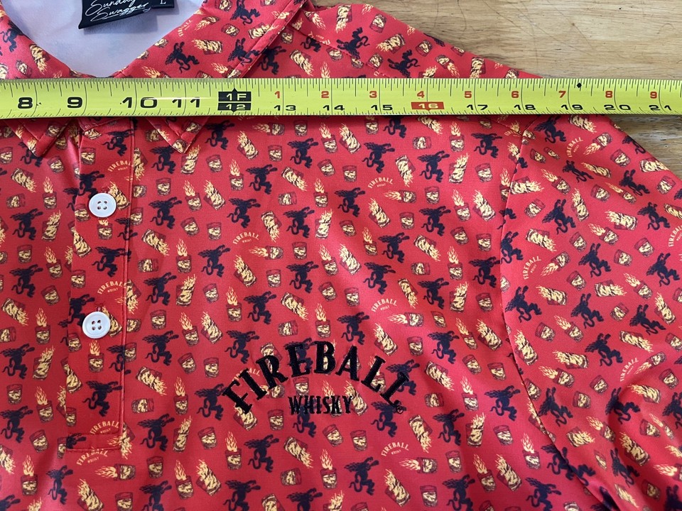 Sunday Swagger Large Fireball Whisky Short Sleeve Polo Golf Shirt A14 ...