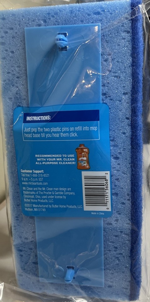 2- Mr. Clean Sponge Mop With Scrubber Refill Blue Snap On New | eBay