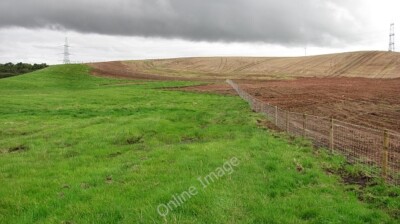 Photo 6x4 New fence Fans Newly worked ground on hilly ground above ...