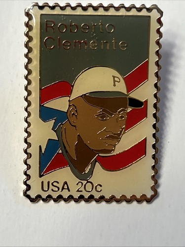 1984 ROBERTO CLEMENTE ENAMEL USPS 20-cent POSTAL STAMP PIN (NEW ...