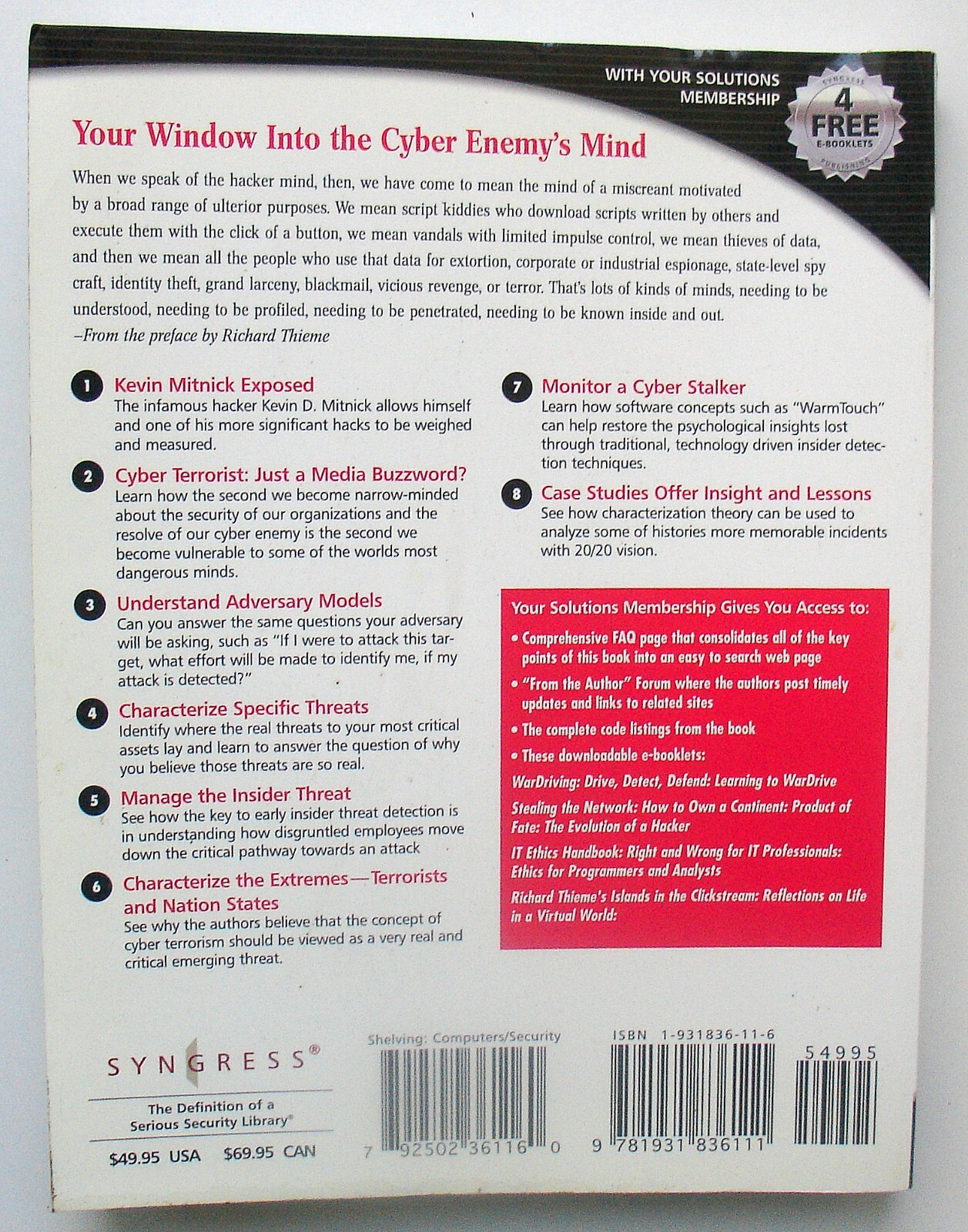 Cyber Adversary Characterization : Auditing the Hacker Mind by Marcus ...